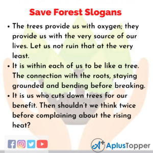 Save Forest Slogans | Unique and Catchy Save Forest Slogans in English ...