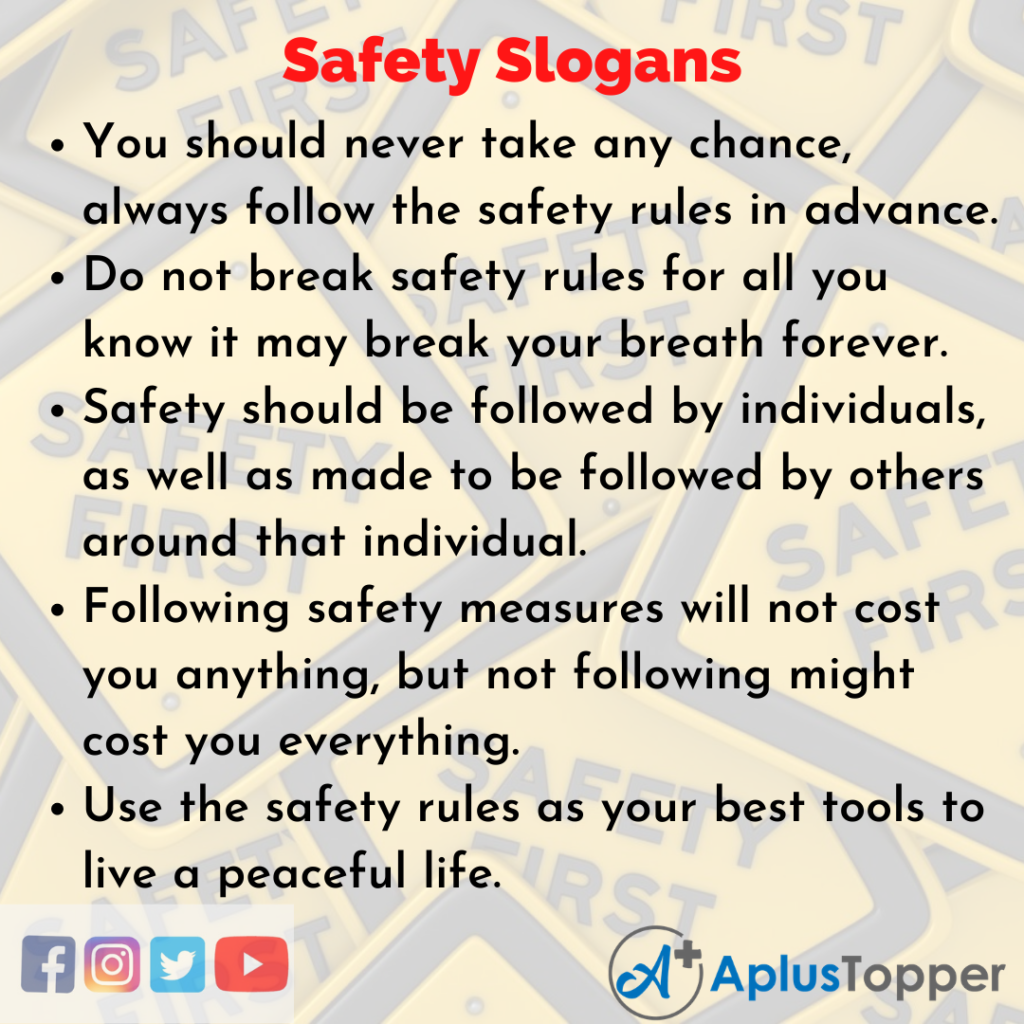 Safety Slogans | Unique and Catchy Safety Slogans in English - CBSE Library
