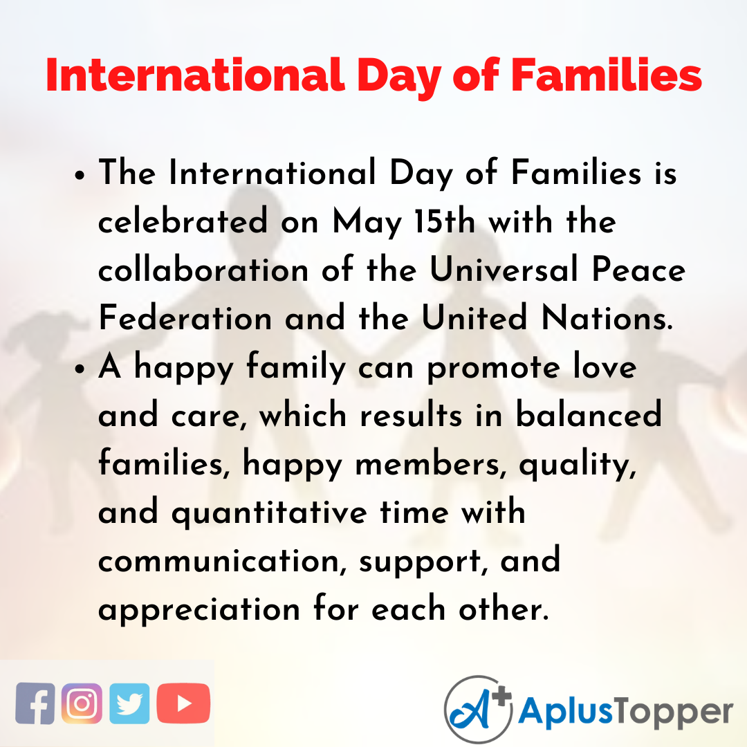 10 Lines on International Day of Families for Students and Children in ...