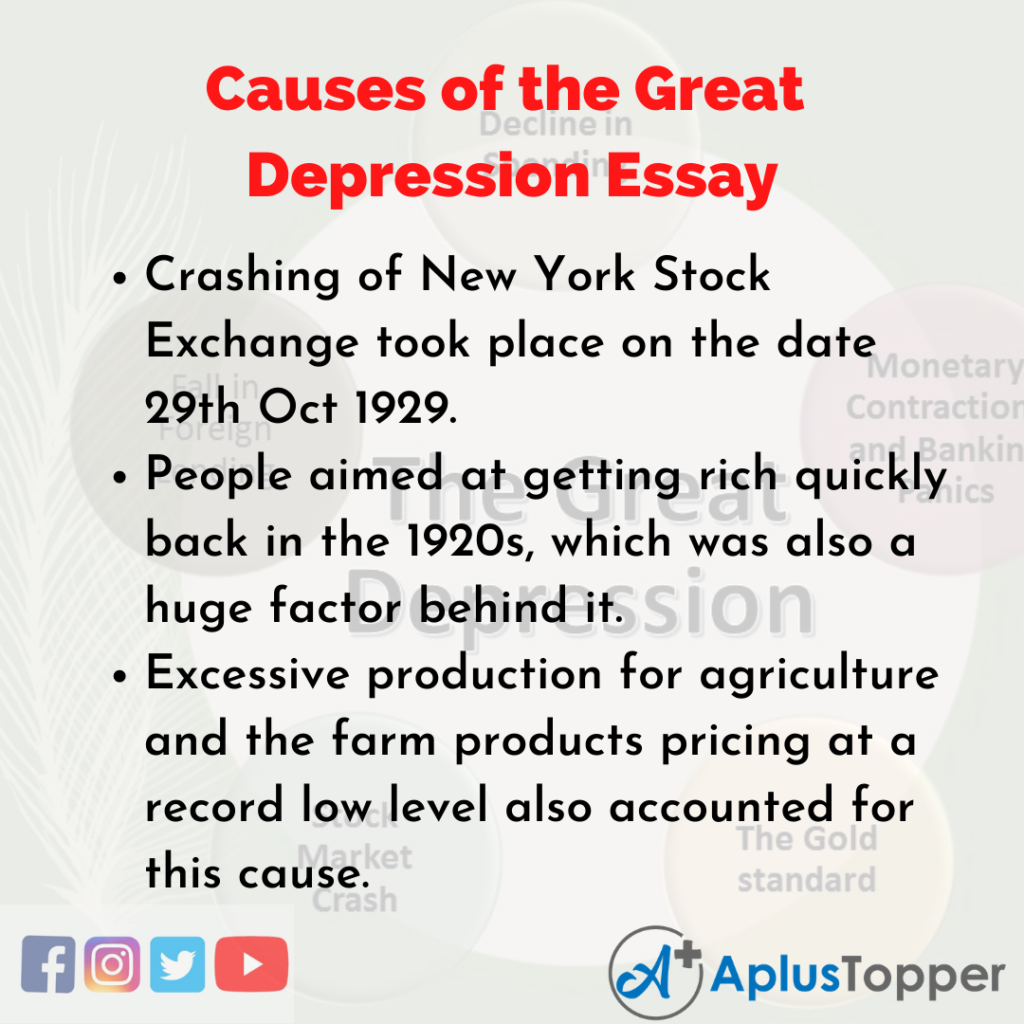Causes of the Great Depression Essay | Essay on Causes of the Great ...