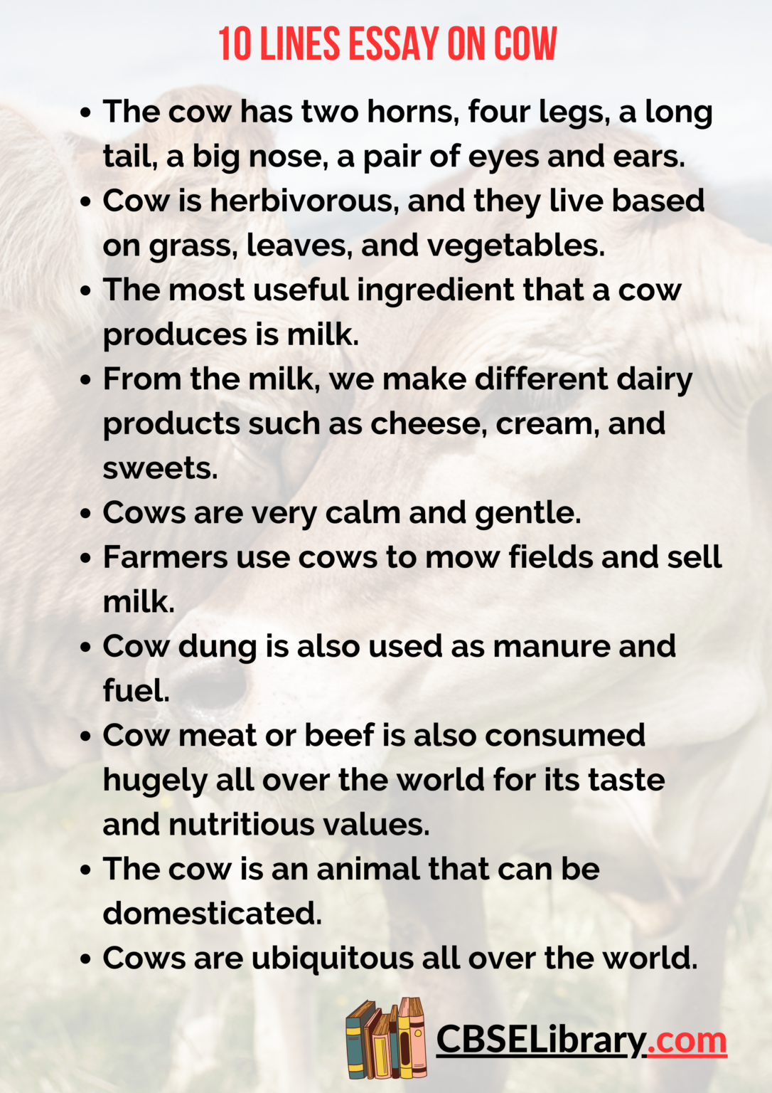Essay on Cow | Cow Essay for Students and Children in English - CBSE ...