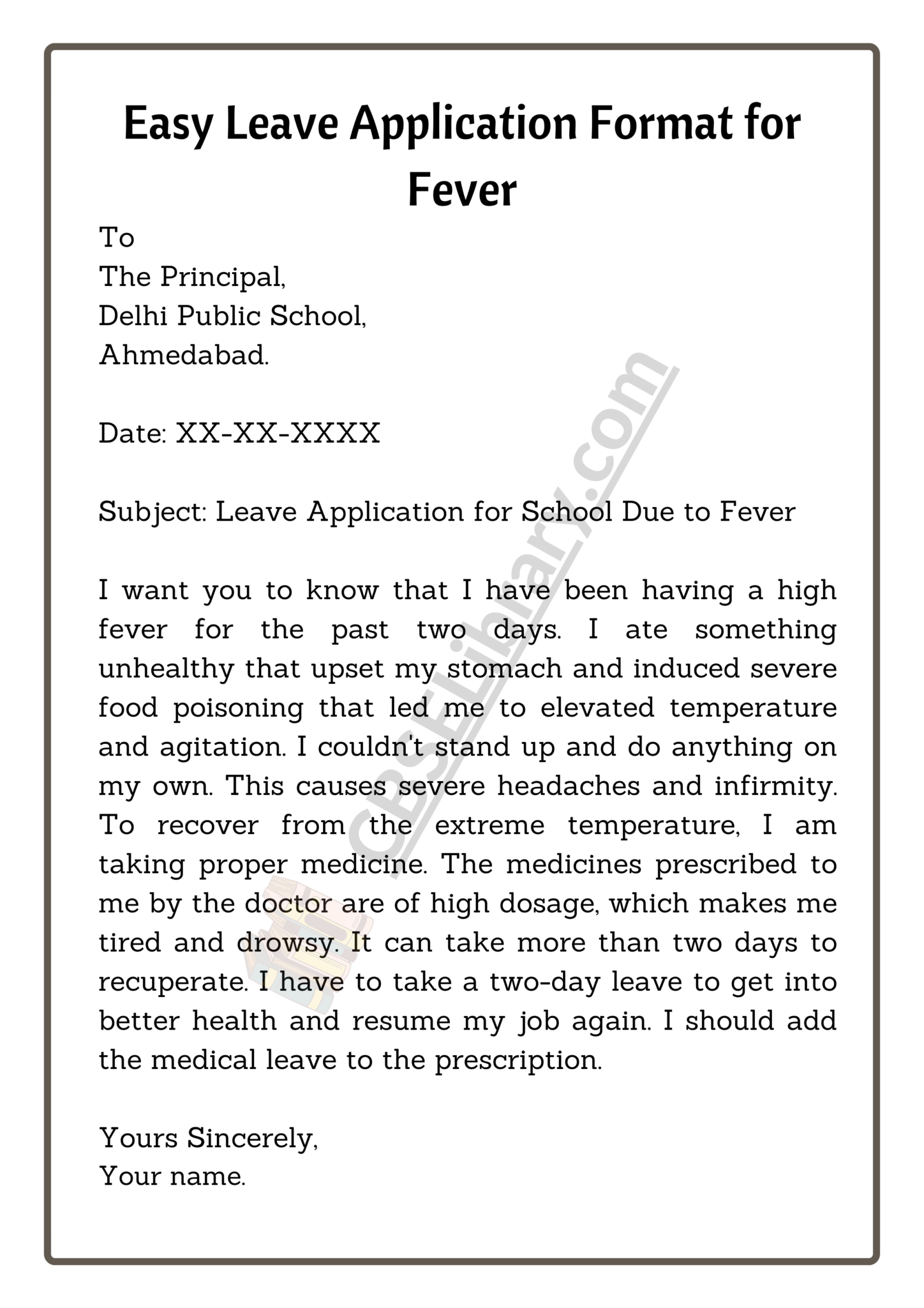 Leave Application for Fever | How To Write Leave Application for Fever ...