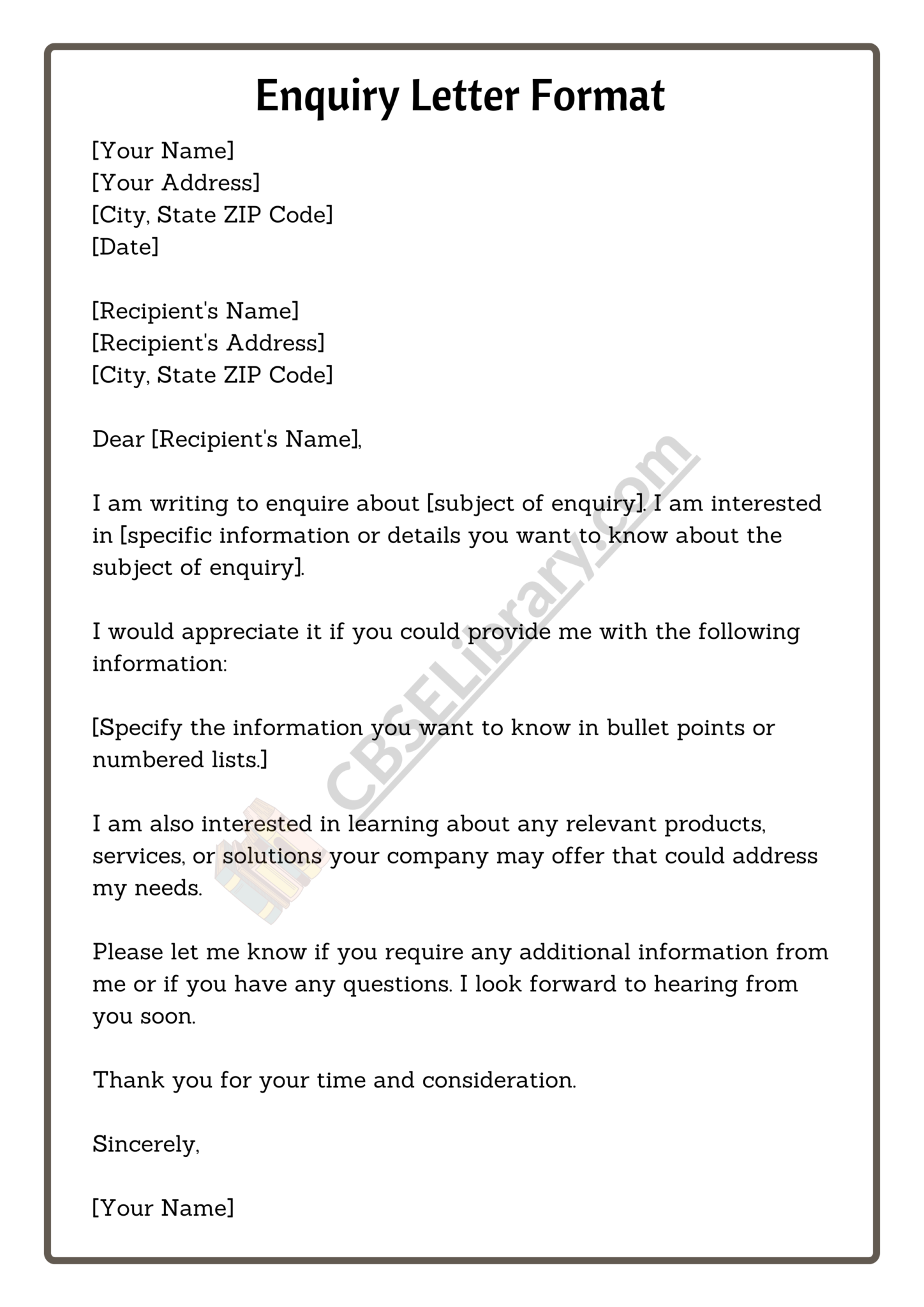 Enquiry Letter | Format, Sample and How To Write An Enquiry Letter ...