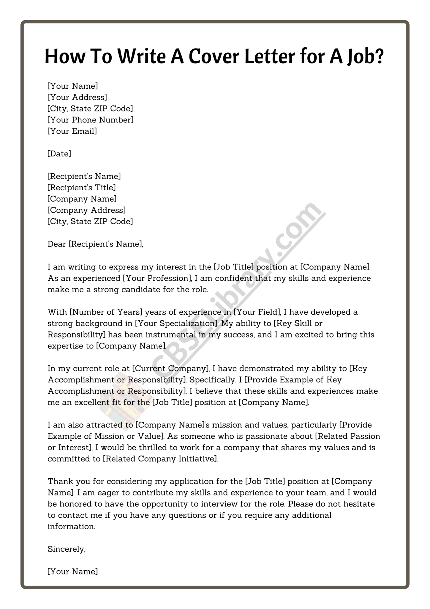 Cover Letter | How To Write Cover Letter?, Samples, Templates, Examples ...