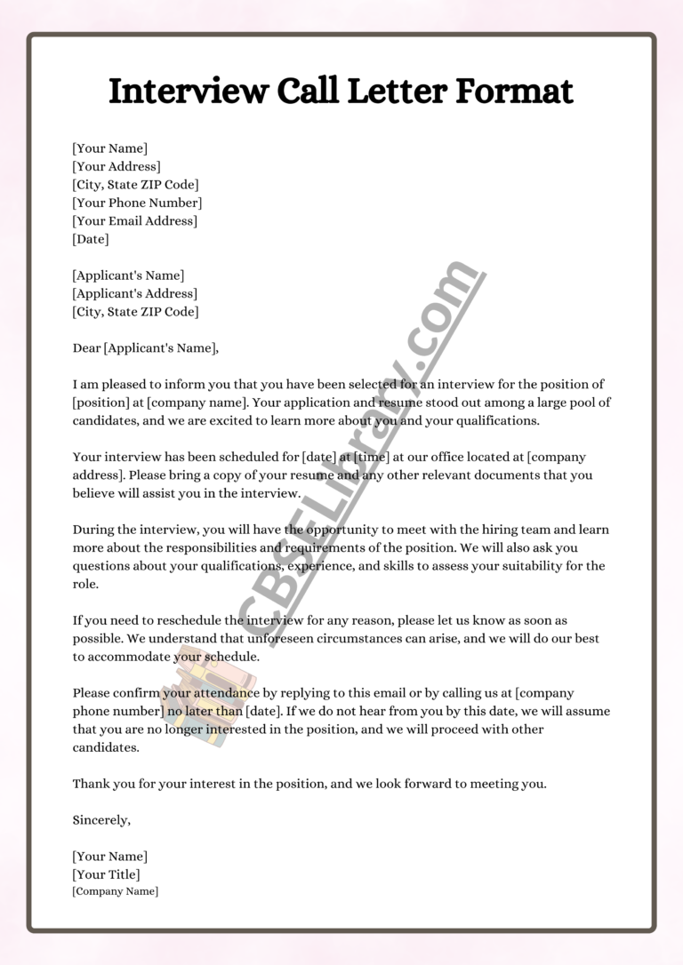 Interview Call Letter | Format, Interview Letter Samples, How to Write ...