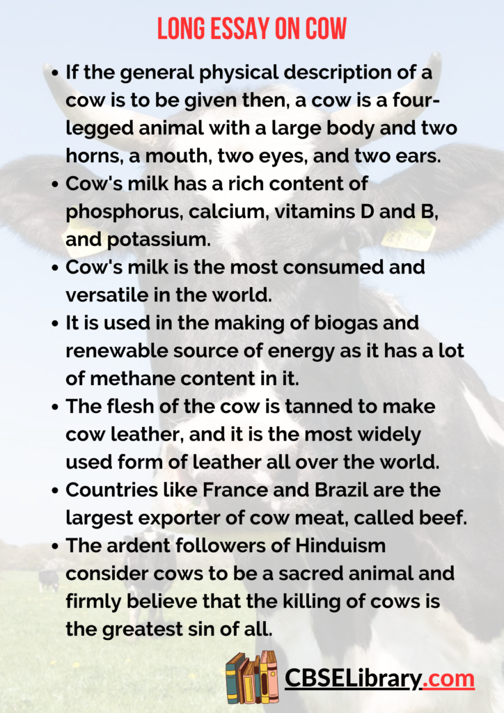 Essay on Cow | Cow Essay for Students and Children in English - CBSE ...