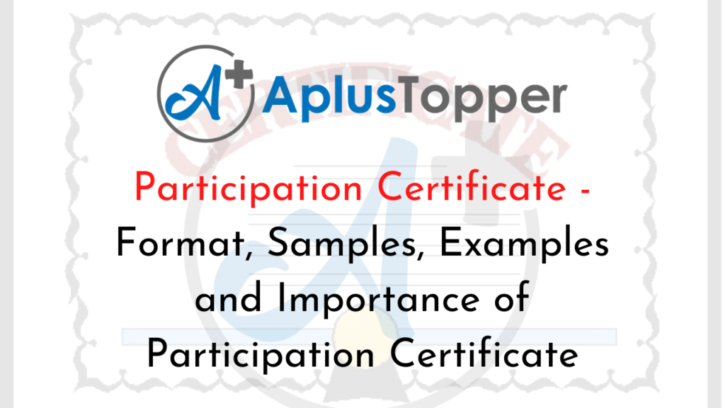 Participation Certificate | Format, Samples, Examples and Importance of ...