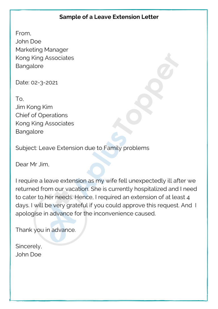 Leave Extension Letter | How To Write a Leave Extension Letter? Format ... Leave Extension Letter | How To Write a Leave Extension Letter? Format ...