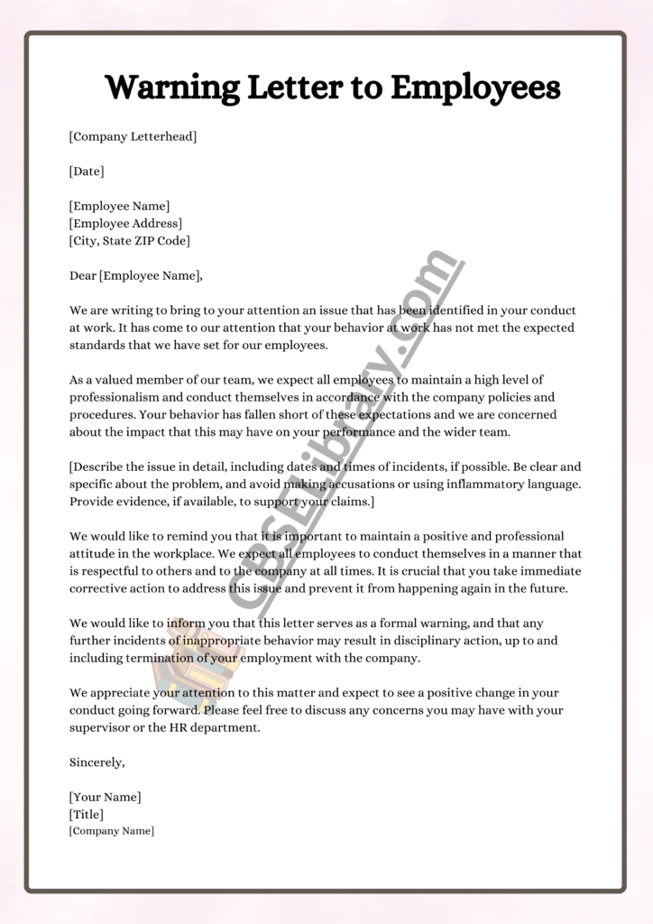 Warning Letter | How To Write a Warning Letter?, Template, Samples ...