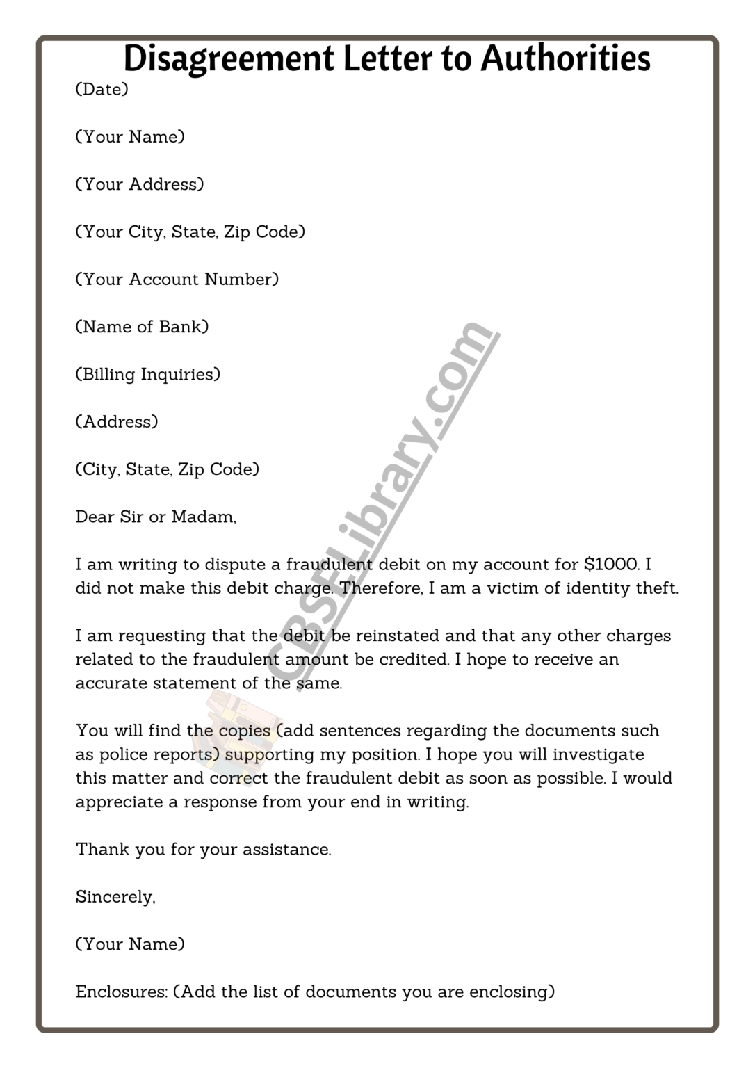 Sample Disagreement Letters | Samples. Format, Template and How To ...