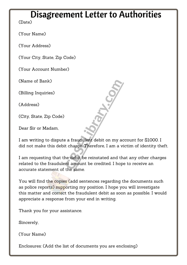 Sample Disagreement Letters | Samples. Format, Template and How To ...