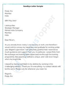 Sample Goodbye Letters | Example, Sample and How To Write Sample ...