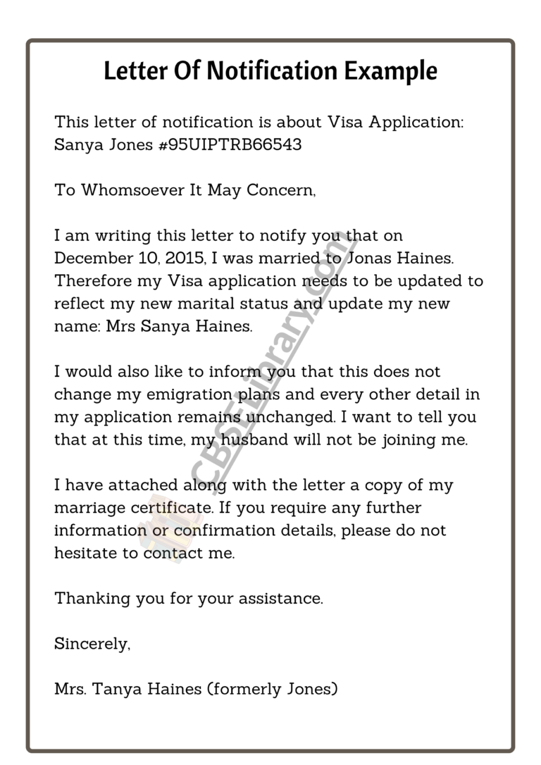 Sample Notification Letters | Examples, Samples, Format and How To ...