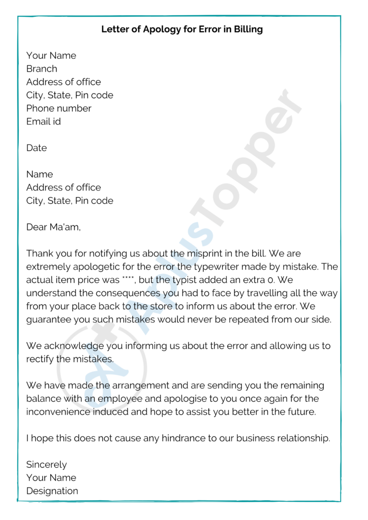 8+ Sample Letter of Error | Format, Samples and Examples of Error ...