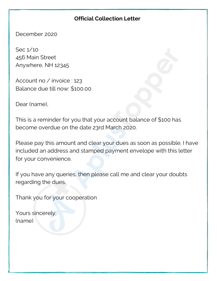 10 Sample Collection Letters | Examples, Format and How To Write Sample ...