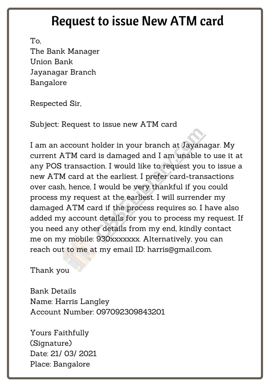 Letter to Bank Manager | Format, Sample, Tips and Guidelines on How to ...