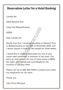 5 Sample Reservation Letters | Format, Examples and How To Write Sample ...