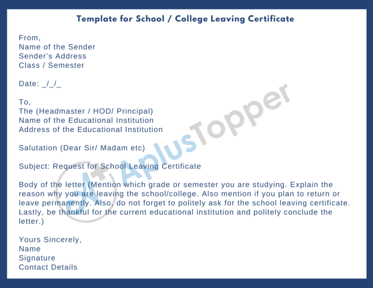 Leaving Certificate | Leaving Certificate for School and Colleges, Template and Samples - CBSE ...