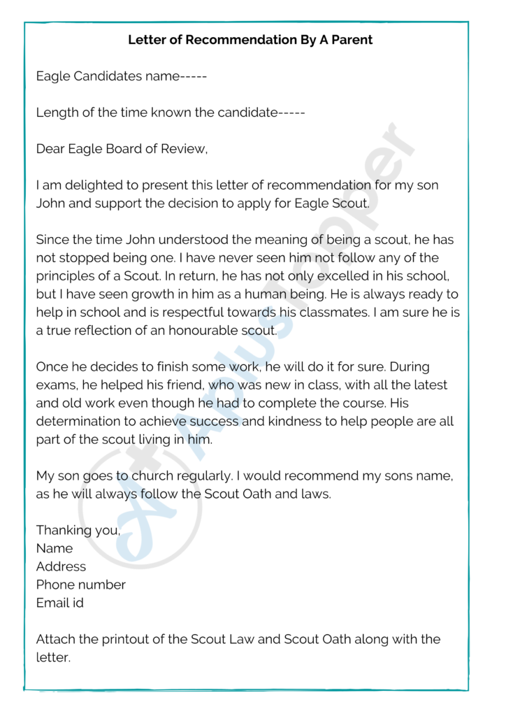 4 Eagle Scout Letters of Recommendation | Examples, Format and How To ...