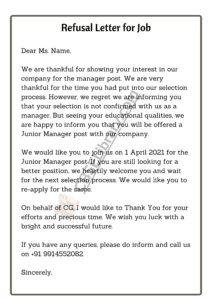 8 Refusal Letter Samples | Format, Samples. Examples and How To Write ...