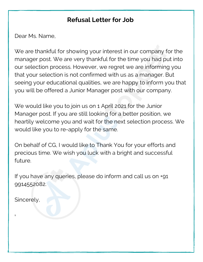 8 Refusal Letter Samples Format Samples Examples And How To Write