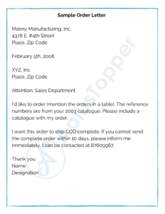 9 Order Letter Samples | Format, Examples and How To Write Order Letter ...