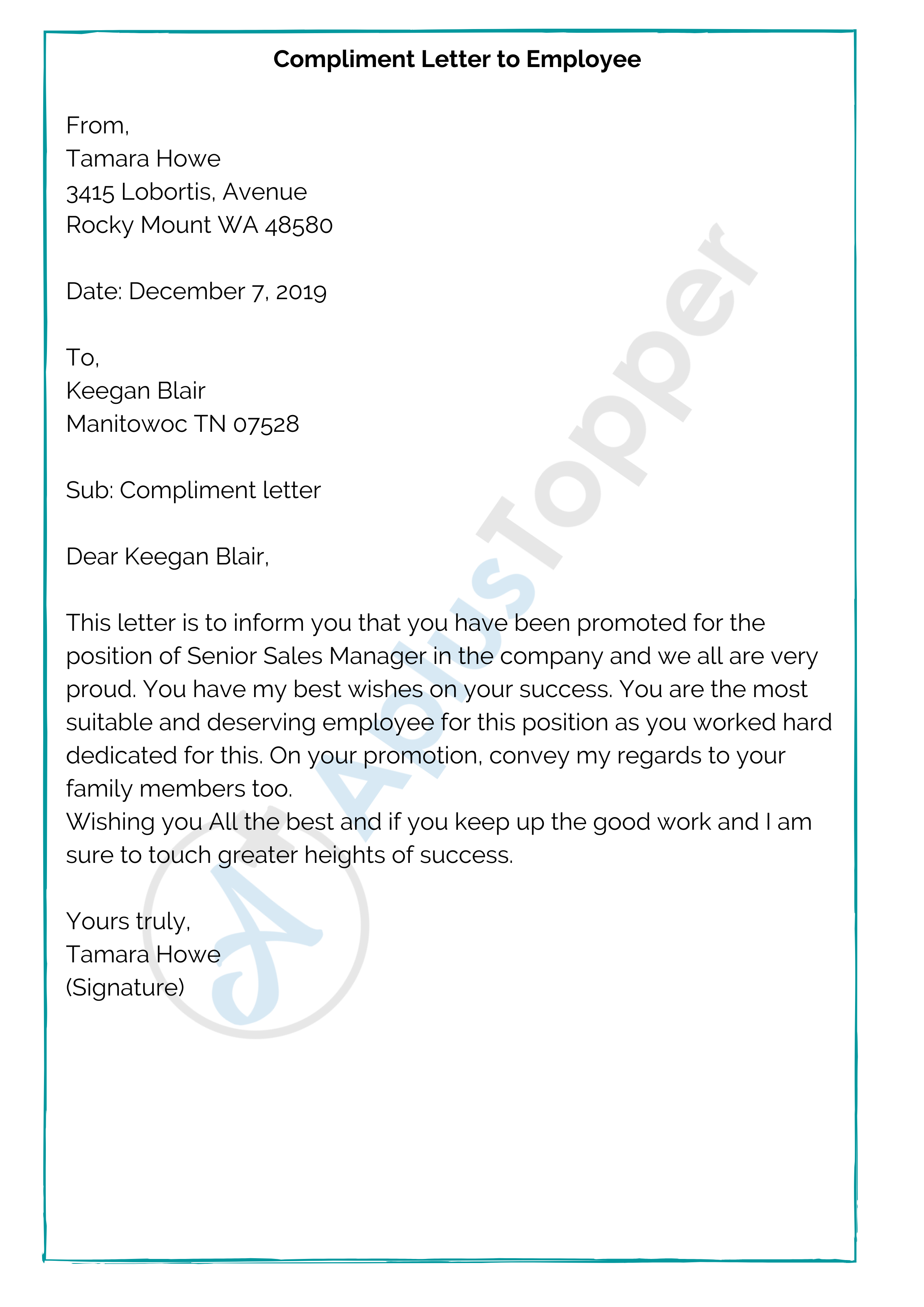 Compliment Letter Samples | Format, Examples and How To Write ...