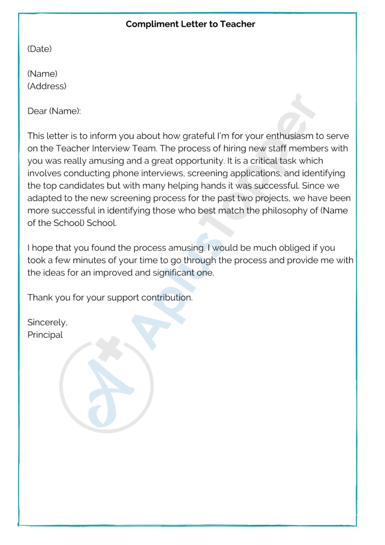 Compliment Letter Samples | Format, Examples and How To Write ...