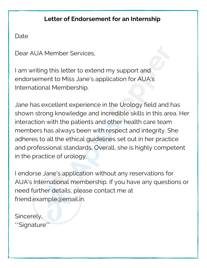 Sample Letter of Endorsement | Format, Examples and How To Write ...