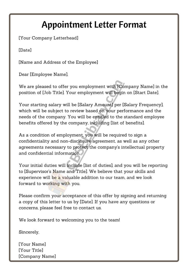 Appointment Letter | Job Appointment Letter Format, Sample Appointment ...