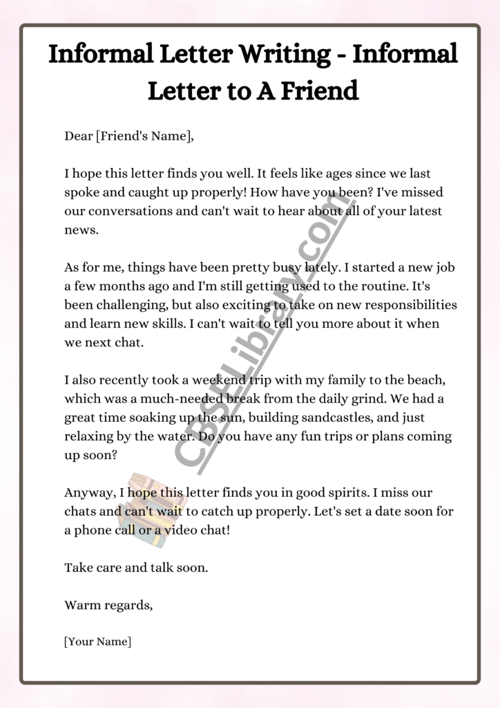 Informal Letter | Informal Letter Format, Samples and How To Write an ...