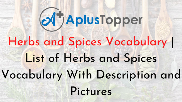 Herbs and Spices Vocabulary | List of Herbs and Spices Vocabulary With ...