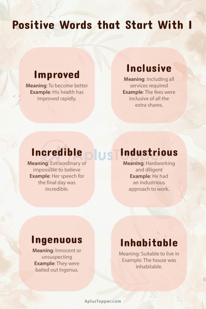 Positive Words that Start With I | List of Positive Words Starting With ...