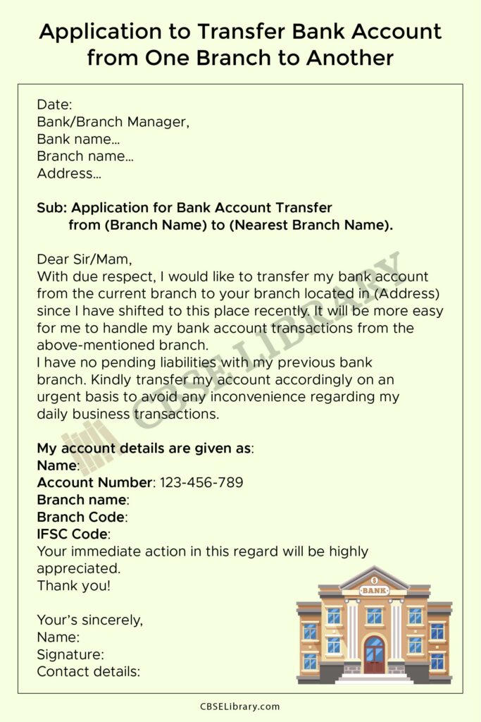 Bank Account Transfer Letter | How to Write Bank Account Transfer ...