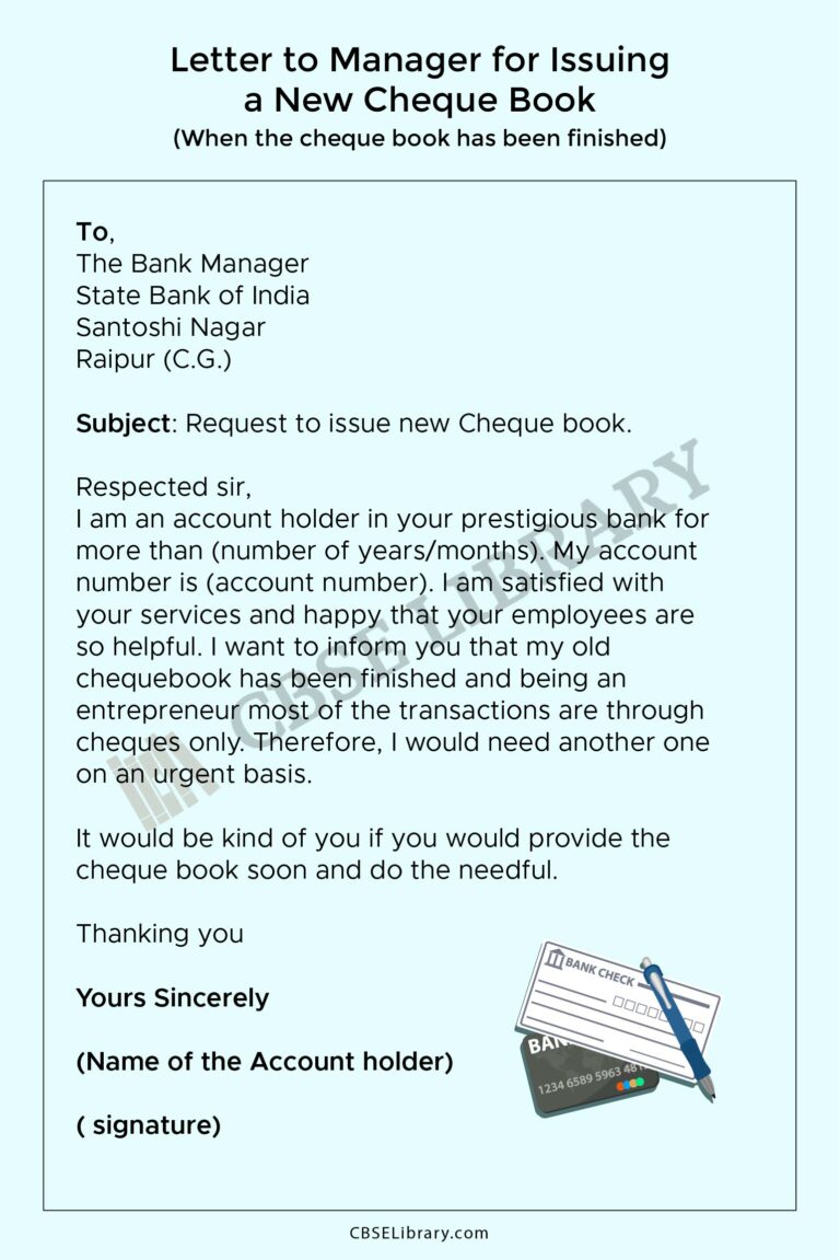 Bank Manager Cheque Book Request Application Letter | How to Write ...