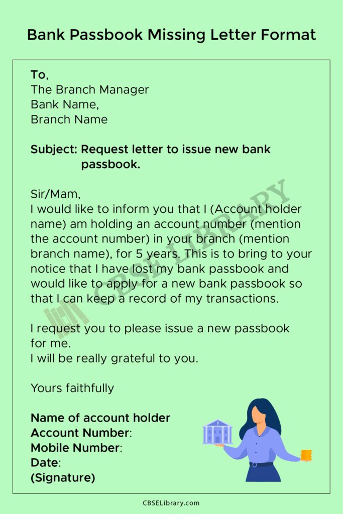 Bank Passbook Missing Letter | Tips to write Bank Passbook Missing ...
