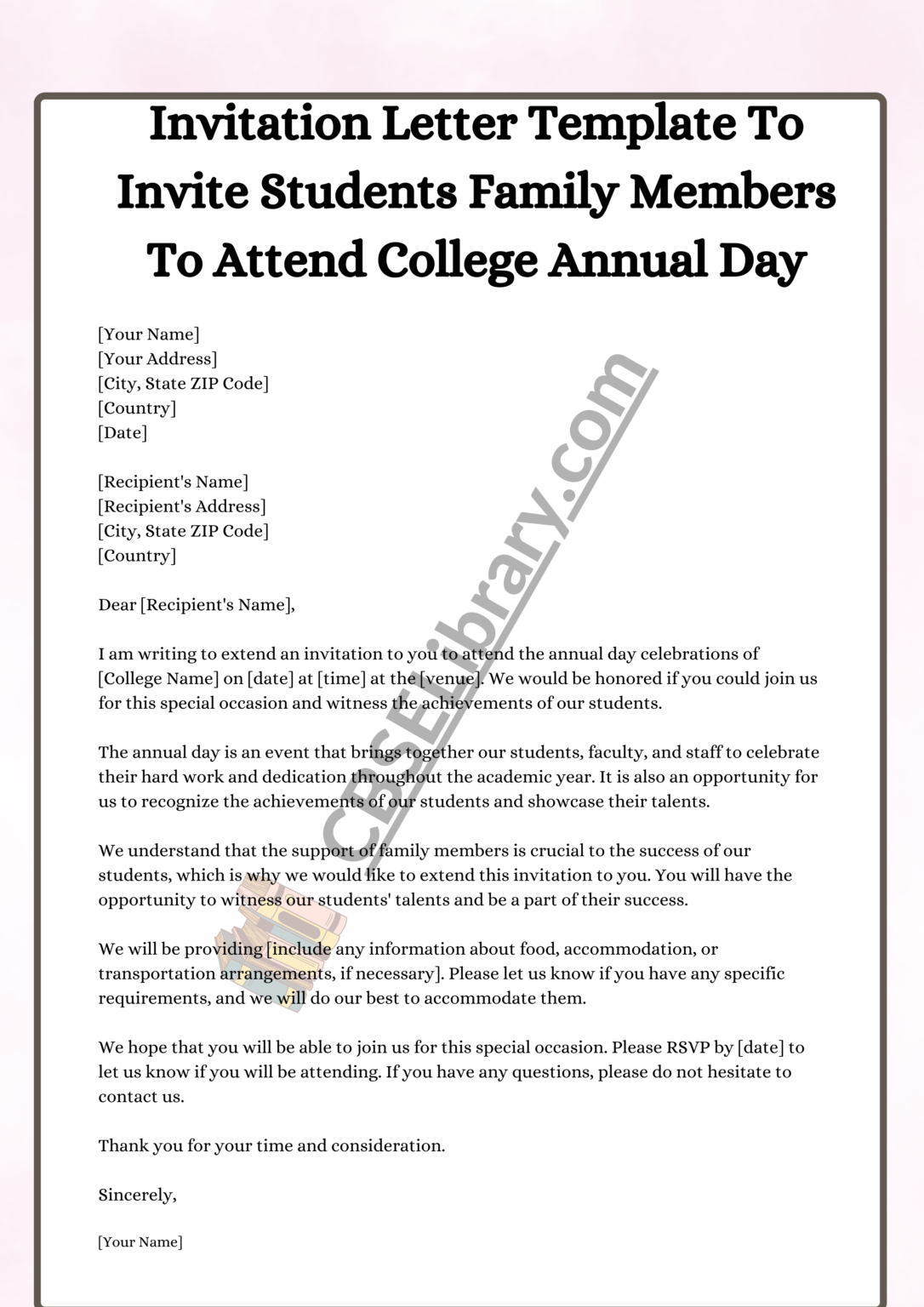 Invitation Letter | Format, Samples and How To Write An Invitation ...