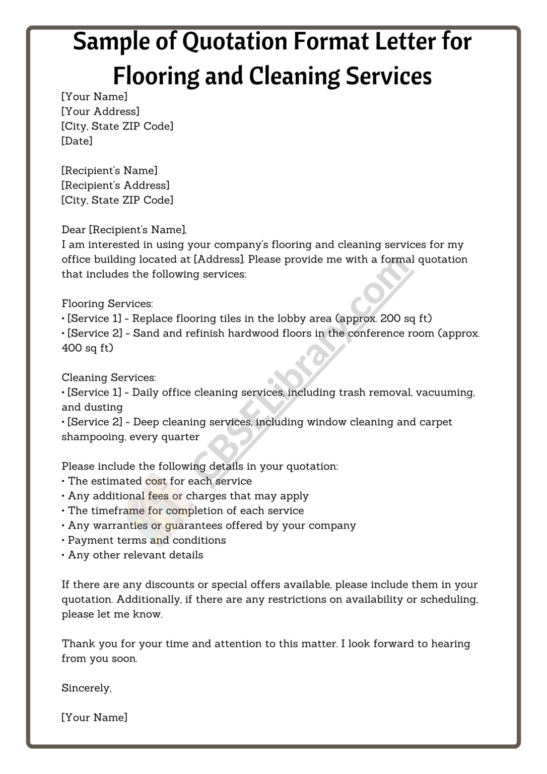 Quotation Format Letter | Format, Sample and How To Write Quotation ...